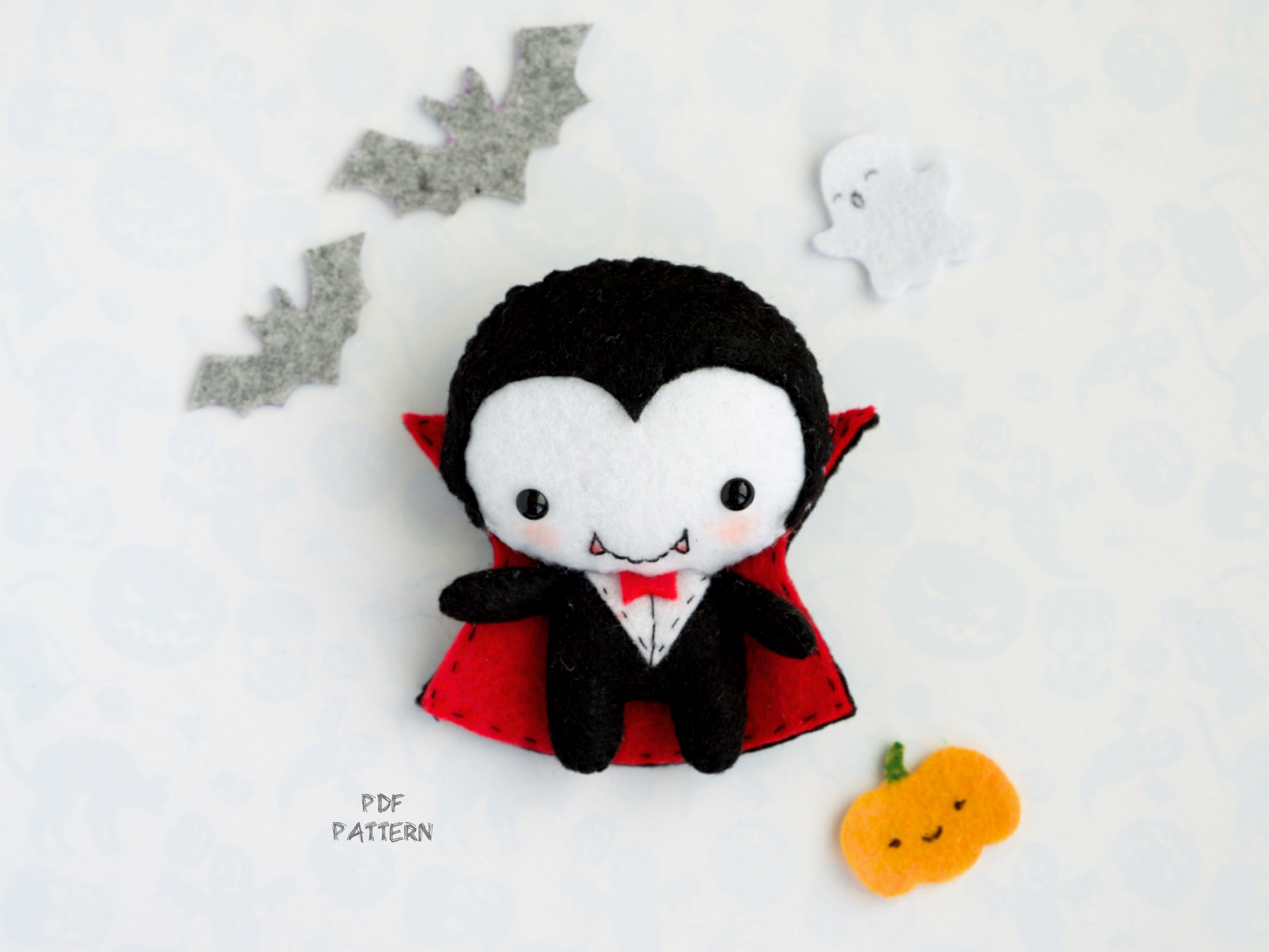Felt Vampire Toy Sewing Pdf Pattern, Easy To Make Halloween Toy, Felt ...