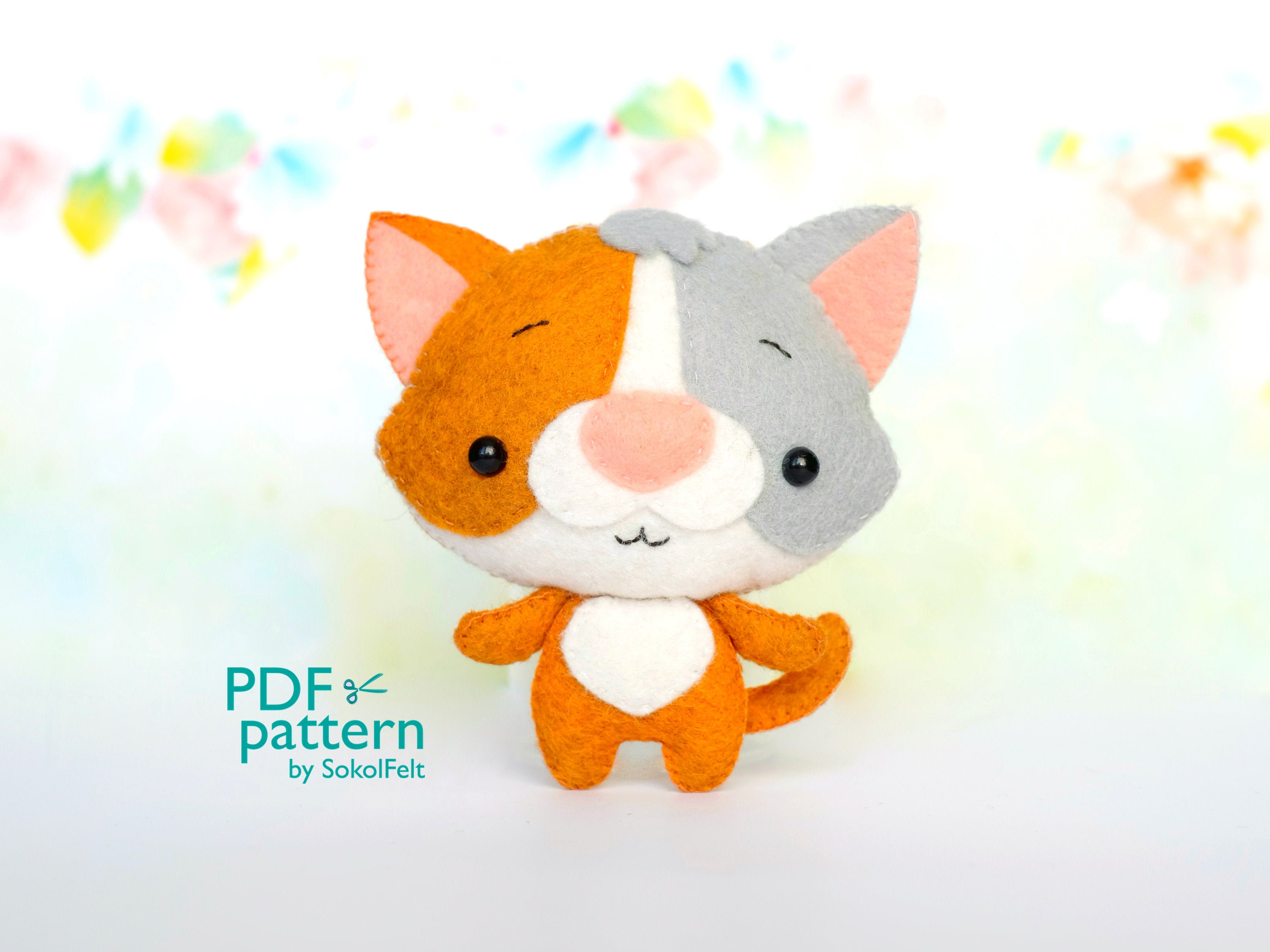 Felt Calico Cat Toy Sewing Pdf Pattern, Tricolor Kitty Softie Diy ...