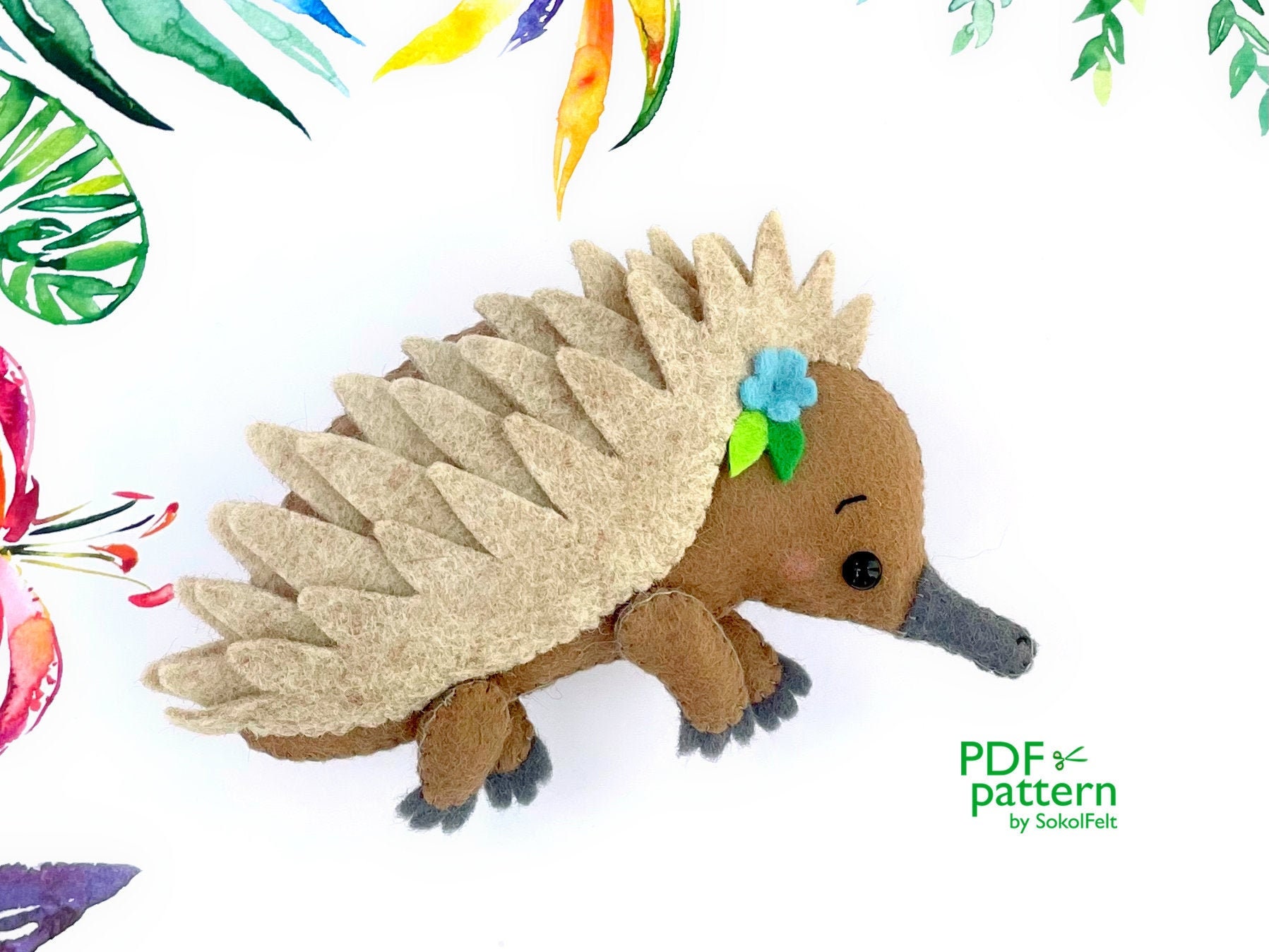 Australian Echidna Felt Toy Pdf And Svg Patterns, Australian Wild ...