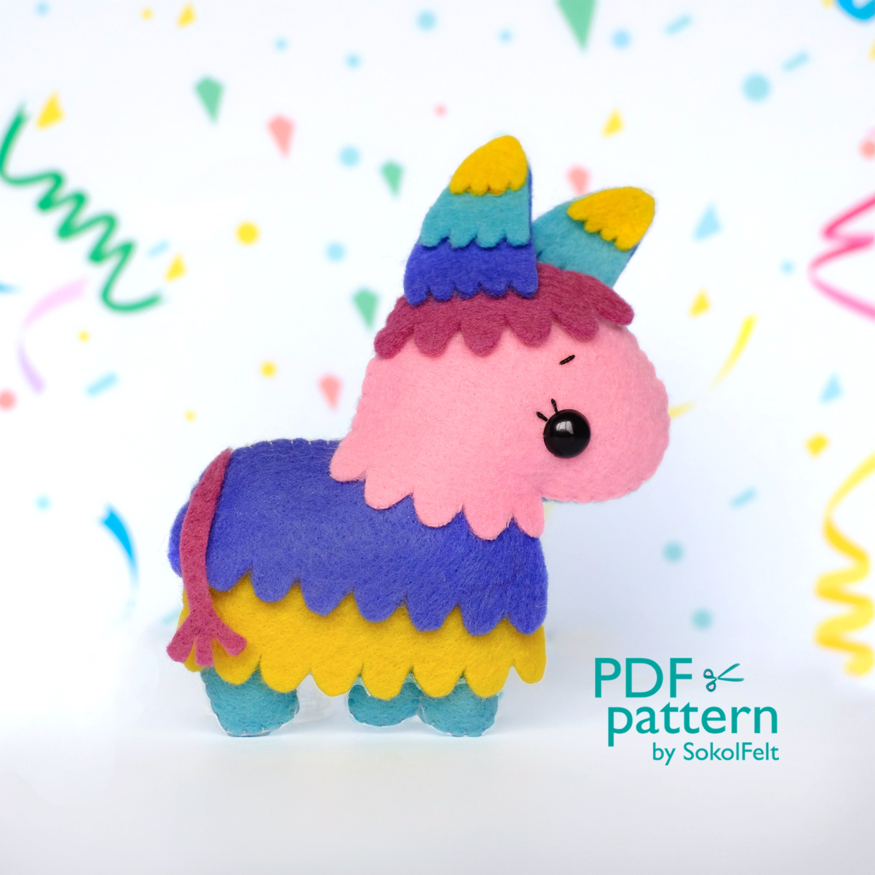 Cute Pinata Felt Toy Sewing PDF And SVG Patterns, Llama Toy, Birthday ...