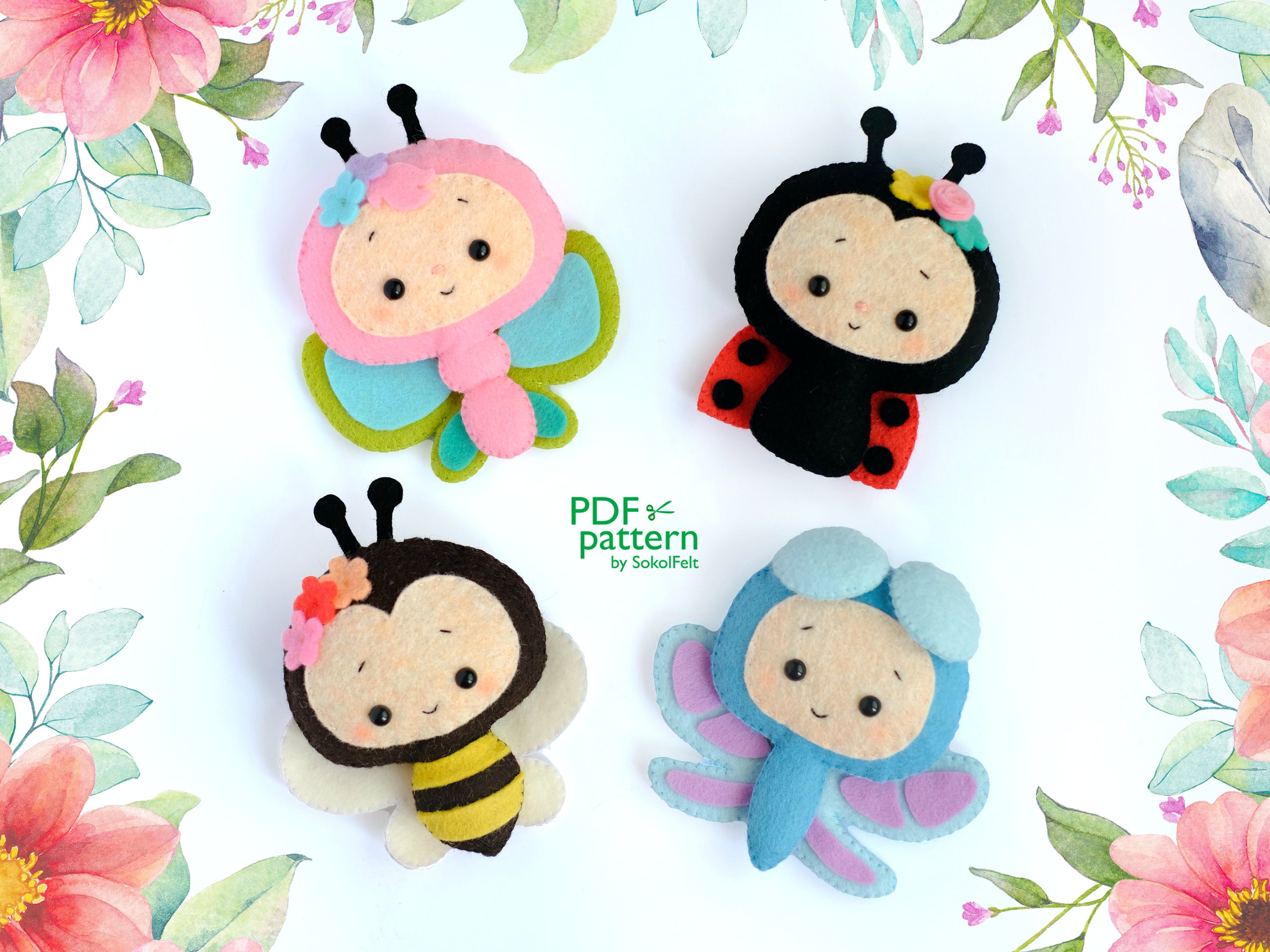 Little Ladybug Felt Toy Sewing Pdf And Svg Patterns, Cute Bug Plush Toy ...