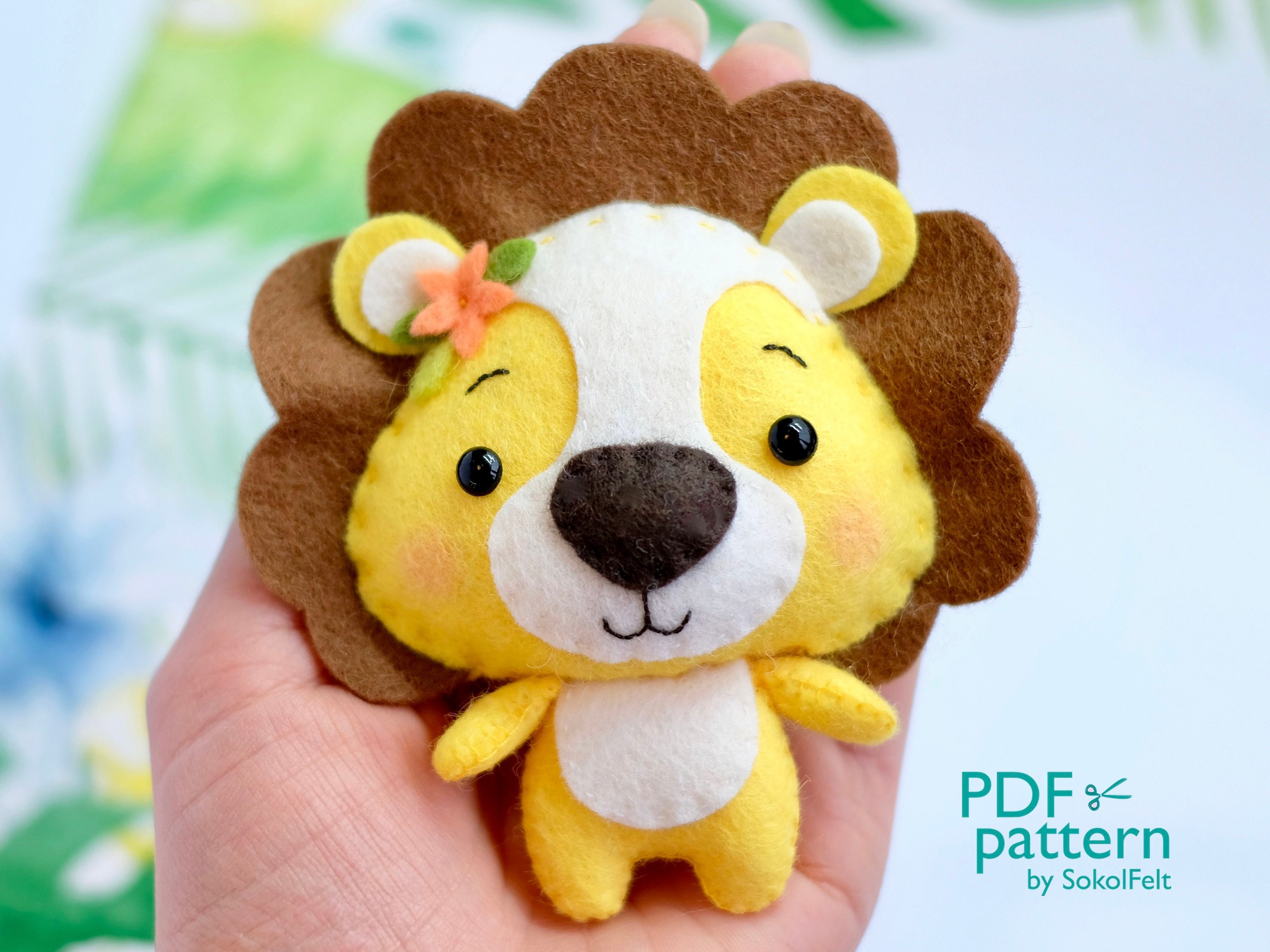 Baby Lion Felt Toy Sewing Pdf And Svg Patterns, African Wild Animals ...