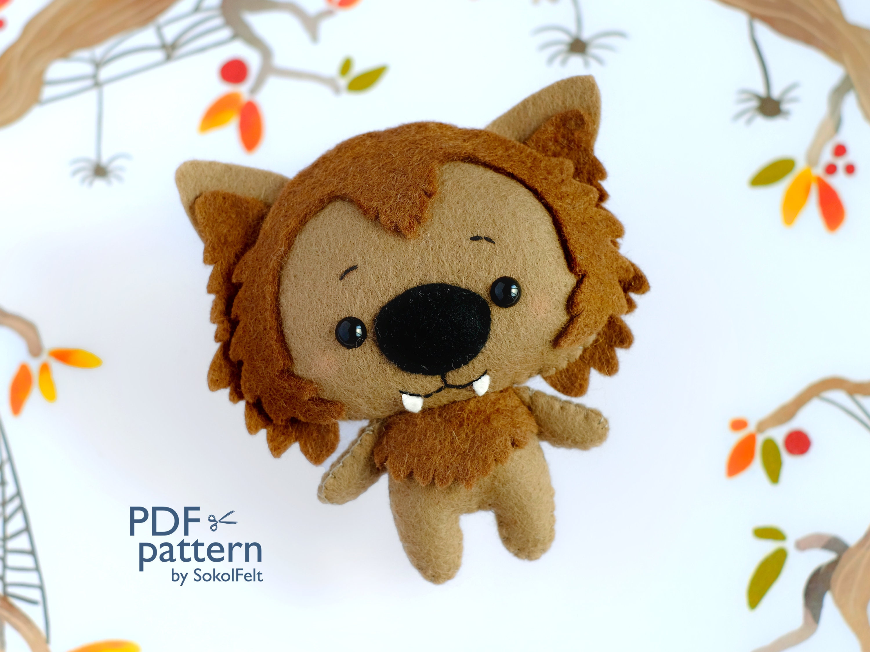 Little Werewolf Felt Toy Pdf And Svg Patterns, Teen Wolf Plush Toy, Horror Movie Character, Easy ...