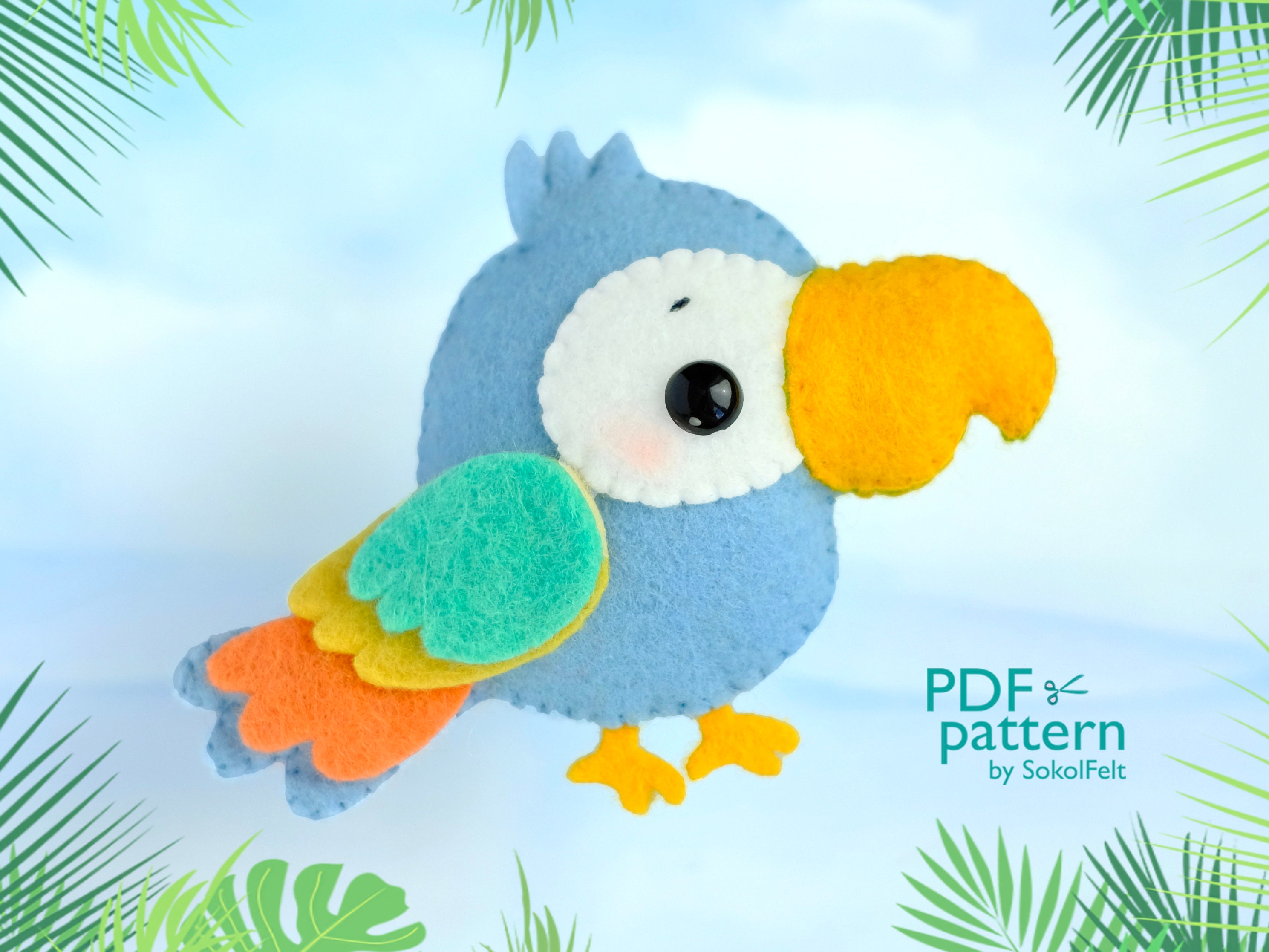 Cute Parrot Felt Toy Pdf And Svg Pattern, Plush Bird Toy Sewing ...